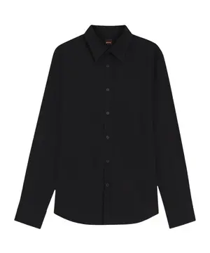 Hugo Boss Collared Long-sleeved Shirt - Black