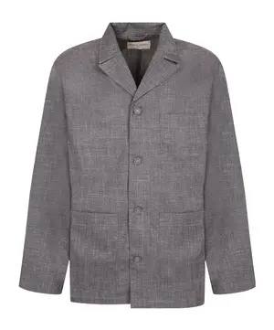 Officine Générale Textured Button-front Shirt - Grey