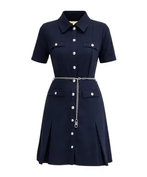 Michael Kors Chain-belt Shirt Dress - Midnight Blue