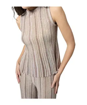 Missoni Sleeveless Sequin Embellished Ribbed Top