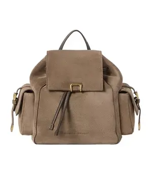 Brunello Cucinelli Suede Sartorial Backpack - Bark