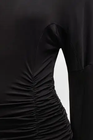 GANNI Long Sleeve Ruched High Neck Maxi Dress