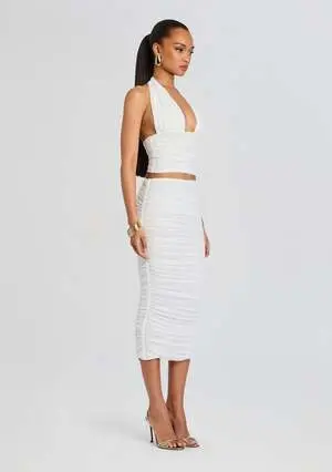 SEROYA Bimini Mesh Halter Top - Eggshell