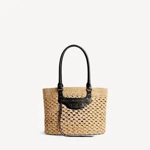 Balenciaga Le City Basket Medium Raffia Effect And Lambskin