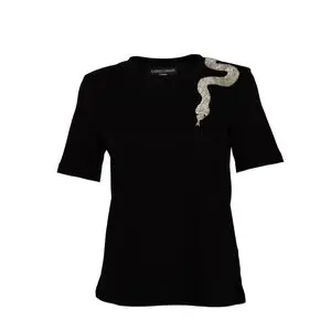 LAINES LONDON Embellished Snake T-shirt - Black/silver
