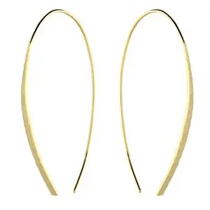 KAIZARIN Plated Sterling Silver Diamond Cut Tapered Bar Pull Through Earrings - Gold