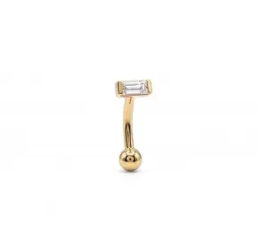 Zahav Jewelry 14k Solid Yellow Baguette Cubic Zirconia Rook Earring - Gold
