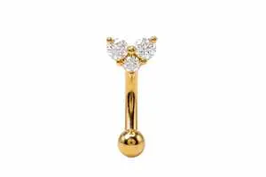 Zahav Jewelry 14k Solid Yellow Trinity Cz Rook Earring - Gold