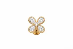 Zahav Jewelry 14k Solid Yellow Cubic Zirconia Flower Stud Earring - Gold