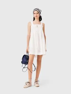 Maje Short Dress With Lace Trim - White