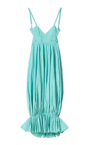 Jacquemus The Alivu Gathered Midi Dress - Turquoise