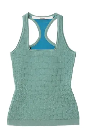 Jacquemus The Scala Racerback Stretch-knit Tank Top - Turquoise