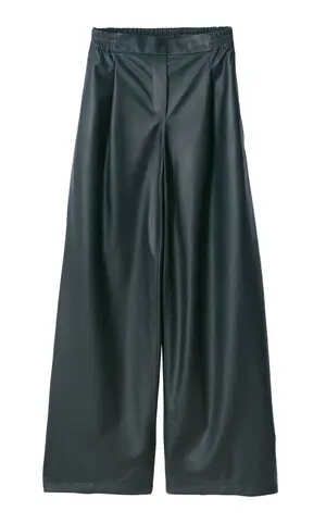 Jacquemus The Ponti Mid-rise Leather Wide-leg Pants - Navy