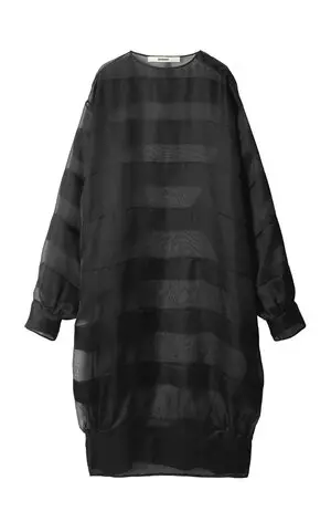 Jacquemus Sailor Striped Silk Midi Dress - Black