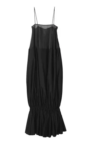 Jacquemus The Sole Cinched Silk Maxi Dress - Black