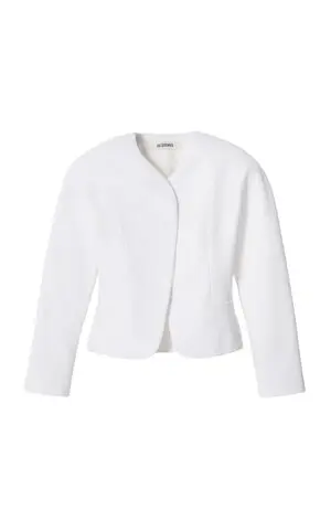 Jacquemus The Little Ovalo Cropped Jacket - White
