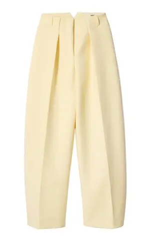Jacquemus The Ovalo Pleated Cotton Barrel-leg Pants - Yellow