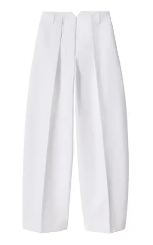 Jacquemus The Ovalo Pleated Cotton-blend Barrel-leg Pants - White
