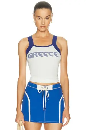 MADE SOME SPORTSWEAR Greece Tank Top - White & Blue