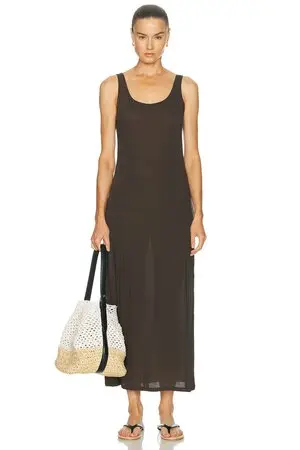 LESET Milo Scoop Tank Dress In Brown