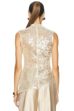 Lapointe Mesh Sequin Mockneck Top