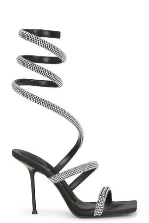 Alexander Wang Julie Crystal Coil Sandal - Black & Silver