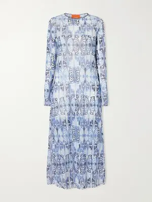 La DoubleJ Slinky Swing Printed Chiffon Maxi Dress - Blue