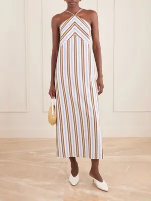 Rosie Assoulin Call Me Maybe Striped Poplin Maxi Dress