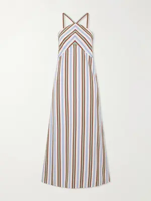 Rosie Assoulin Call Me Maybe Striped Poplin Maxi Dress - Multi