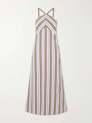 Rosie Assoulin Call Me Maybe Striped Poplin Maxi Dress - Multi