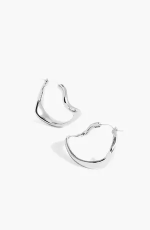YOJ Curved Maxi Hoop Earrings - Silver