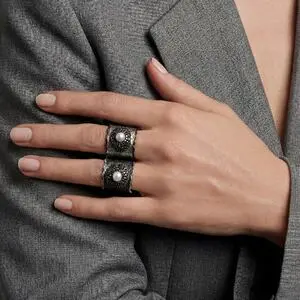 NOWART JEWELRY 18k Gold Plated Sterling Pearl And Hematite Ring - Silver