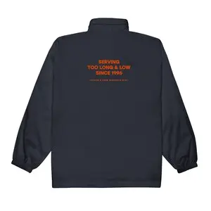 ANCHOR & CREW Navy Too Long & Low Sports Club League Embroidered Windbreaker Coat - Blue