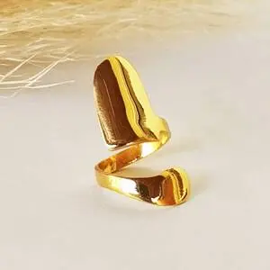 NOWART JEWELRY Handcrafted Flat Nail Ring With Enamel Detailing - Gold