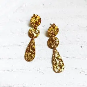 NOWART JEWELRY Hammered Teardrop Earrings - Gold