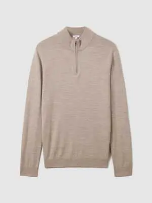 REISS Blackhall Merino Wool Half-zip Funnel Neck Jumper