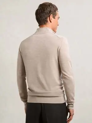 REISS Blackhall Merino Wool Half-zip Funnel Neck Jumper