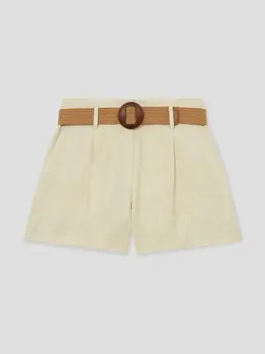 REISS Matilda Jacquard Belted Shorts With Linen