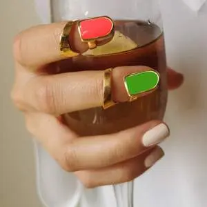 NOWART JEWELRY Enamel Nail Ring - Green