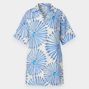 CASA ATELIER BY FERDINANDO FUSCO White / Blue Anchovy Cozy Dress In Linen - White/blue