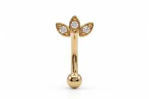 Zahav Jewelry 14k Solid 16g 6.5mm Cz Flower Rook Cartilage - Gold