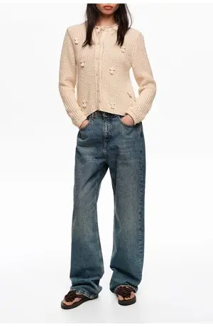 Bimba Y Lola Cotton Cardigan With Bobble Detail