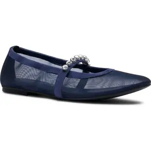 STUART WEITZMAN Goldie Crystal Strap Ballet Flat River Blue