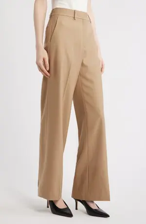 Theory Mid Rise Wide Leg Pants - New Camel