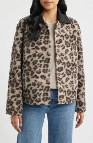 Bernardo Crop Flannel Jacket - Leopard