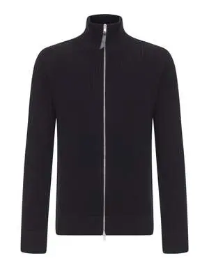 MAISON MARGIELA Ribbed Knit Zip-up Cardigan - Black