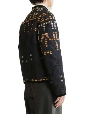 FORTE_FORTE Cropped Jacquard Jacket With Geometric Pattern