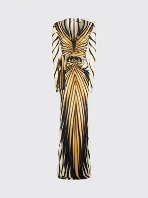 Roberto Cavalli Slim Fit Abstract Print Long-sleeved Gown