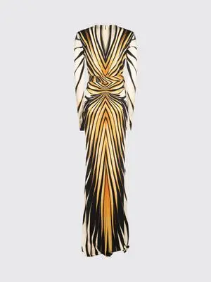 Roberto Cavalli Slim Fit Abstract Print Long-sleeved Gown