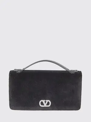 Valentino Garavani Vlogo Signature Suede Bag With Jewel Monogram - Black